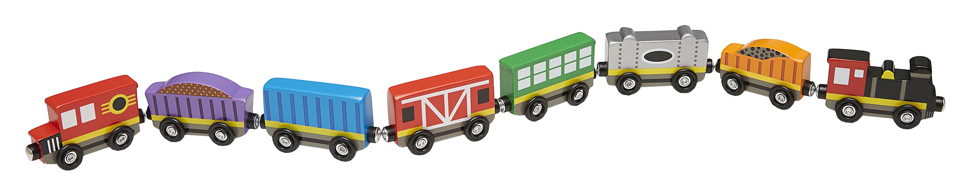 Melissa & Doug Wooden Train Cars 8-Piece Set | Mack's Prairie Wings
